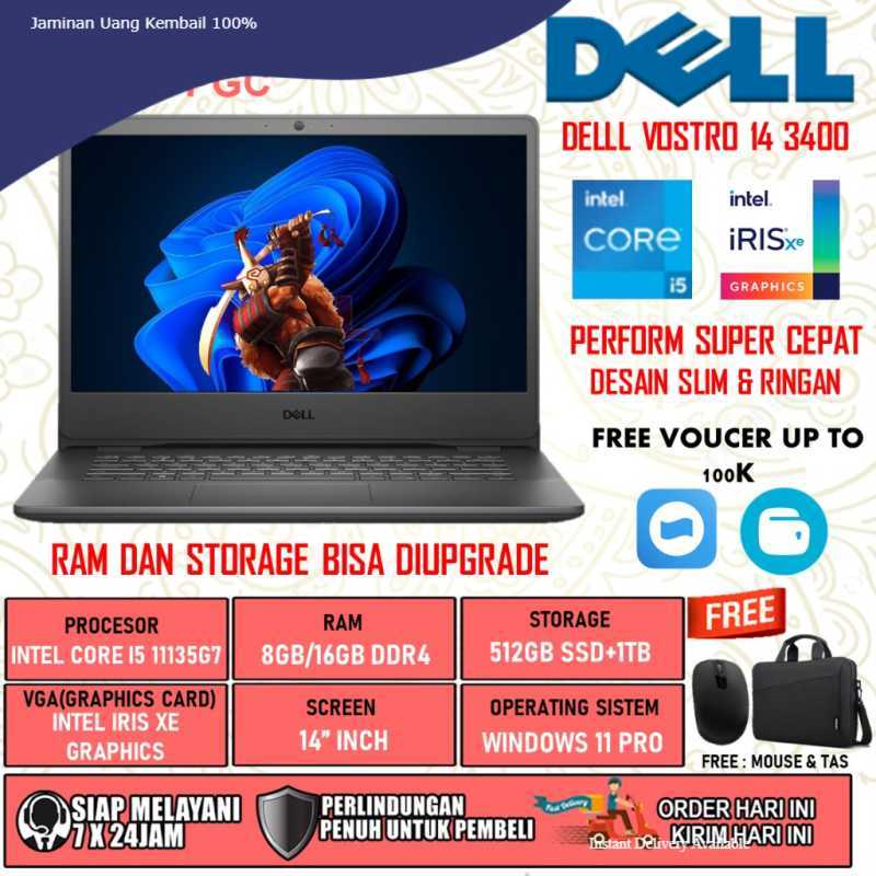 Promo Laptop Dell Vostro 3400 Intel Core I5 1135g7 Ram 8gb 512gb Ssd Windows 11 Pro Diskon 7% Di ...