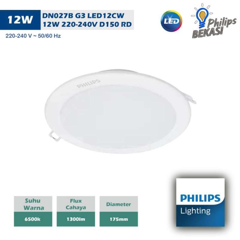 Promo Lampu Downlight Led Philips Dn027b G3 Led12/cw 12w 220-240v D150 Rd Diskon 23% Di Seller ...