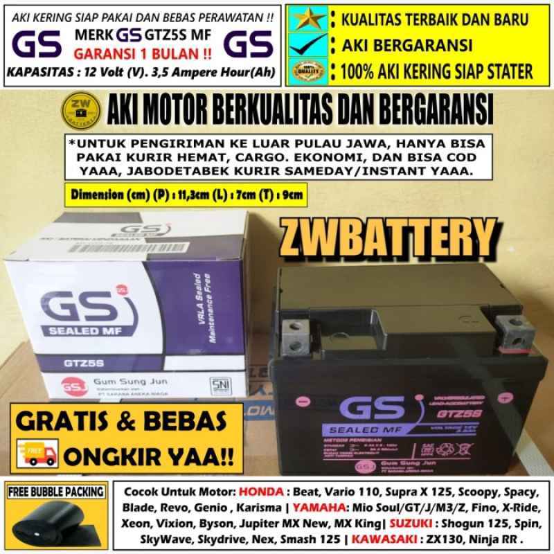 Jual Aki Motor Honda Scoopy,Supra X 125 GTZ5S GS MF Aki Kering di Seller Edumart Super ...