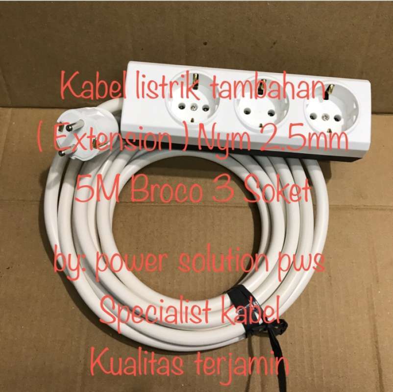 Promo Kabel listrik tambahan extension nym 2.5mm 5M Broco 3 skt KE2.5-5M3 Diskon 23% di Seller ...