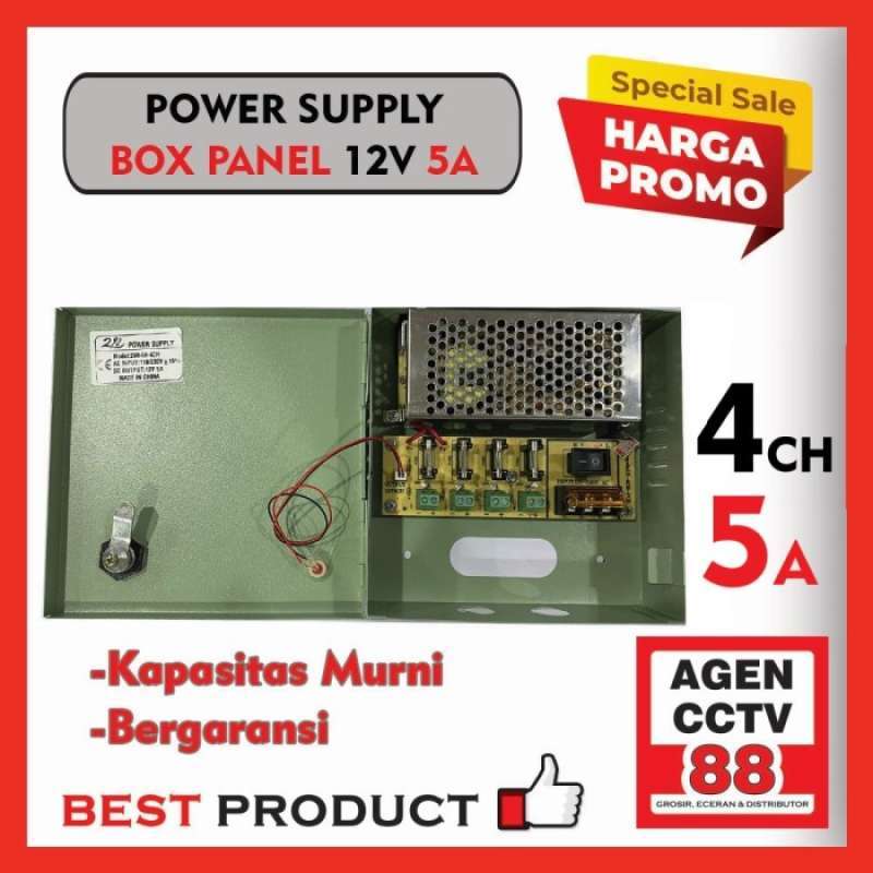 Promo Power Supply Psu Box Panel Dc 12v 5a Murni Adaptor Cctv 4ch ...