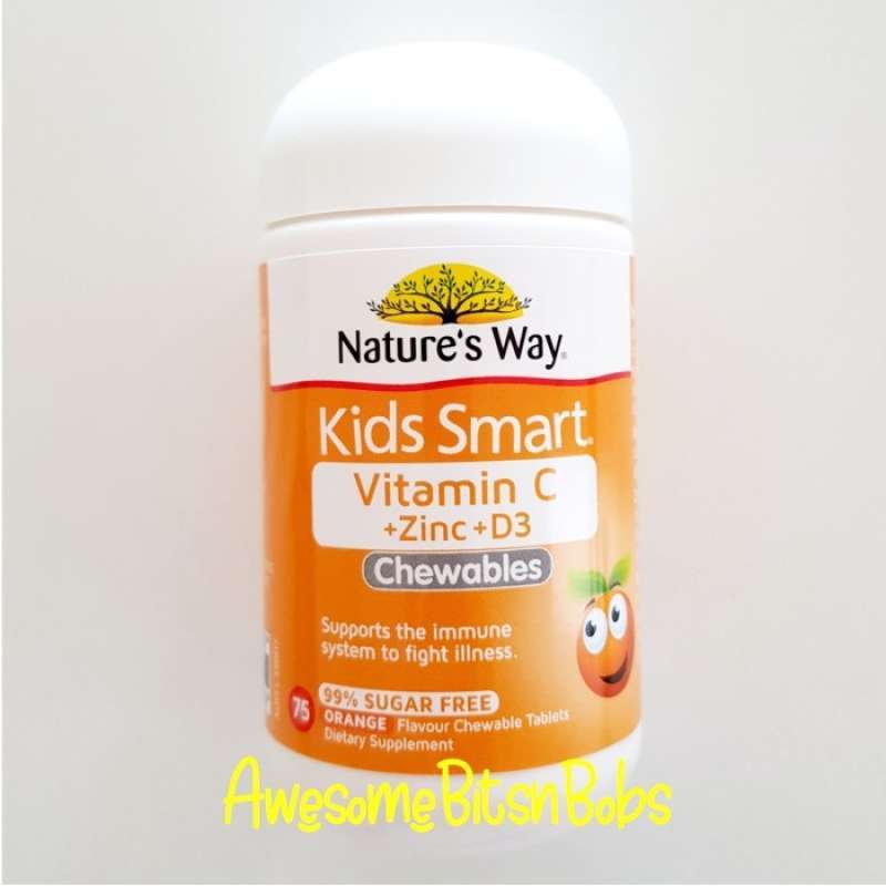 Promo Nature's Way Kids Smart Vitamin C + Zinc + D3 75 Tablets Diskon ...