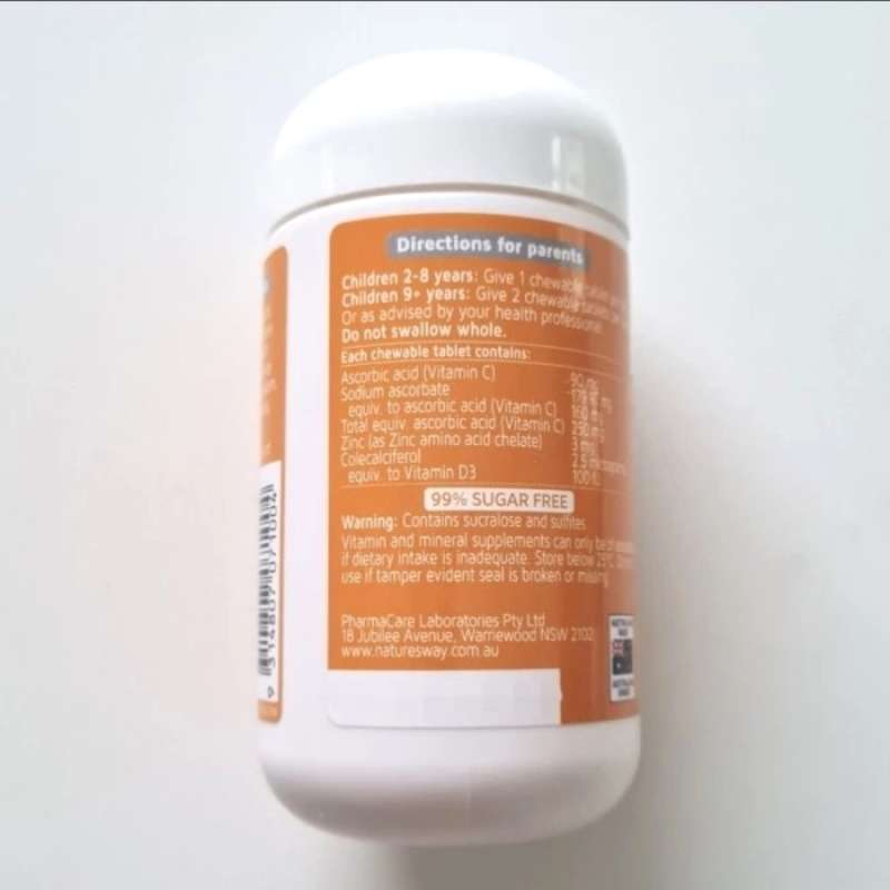 Promo Nature's Way Kids Smart Vitamin C + Zinc + D3 75 Tablets Diskon ...
