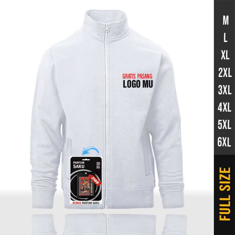 Jual Jaket Tracksuit Jumbo Putih Polos Custom (m-6xl) Jaket Polos Jumbo ...