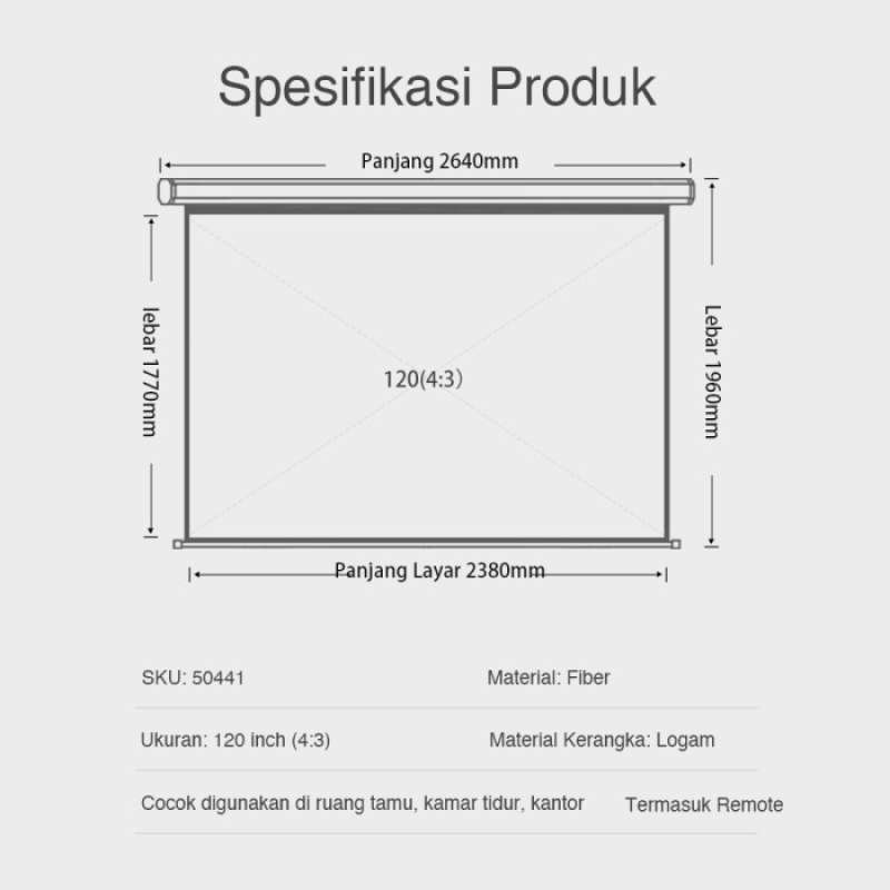 Promo Deli Screen Projector Layar Proyektor Otomatis 120 Inch + Remote ...