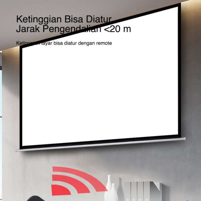Promo Deli Screen Projector Layar Proyektor Otomatis 120 Inch + Remote ...