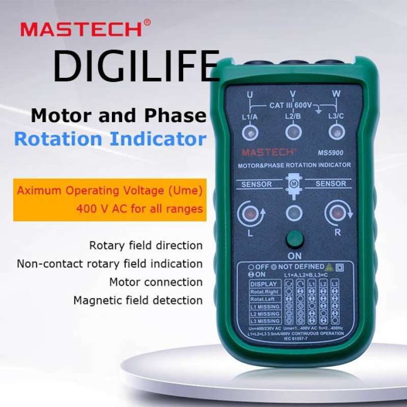 Promo MS5900 Mastech Three Phase Motor Rotation Indicator Listrik 3 ...