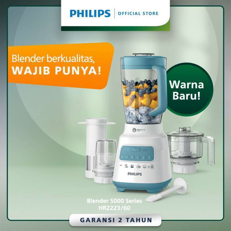 Promo Philips Hr2223/60 Blender Series 5000 [2 L/ 350 W] - Blue Garansi ...