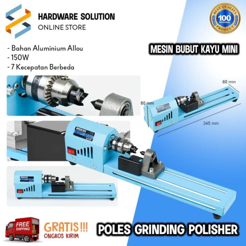 Promo Mesin Bubut Kayu Mini Poles Grinding Polisher DIY 150W ...