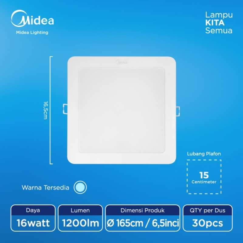 Promo Lampu Led Downlight 16 Watt Putih 6500K CDL 6.5 Inch Kotak Diskon ...