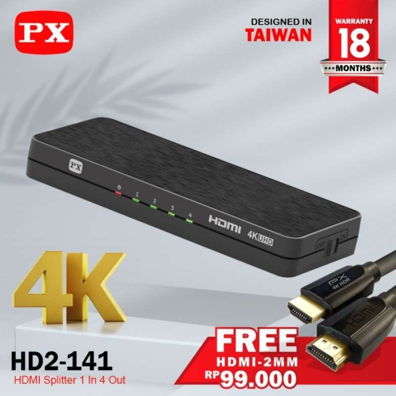 Promo HDMI Splitter 1 input 4 output Video HD 4K HDR 2.0 PX HD2-141 Diskon 23% di Seller Hunter ...