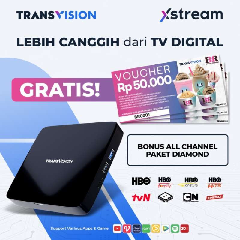 Promo Transvision Xstream 2nd Gen Android TV Box FREE Voucher Baskin ...
