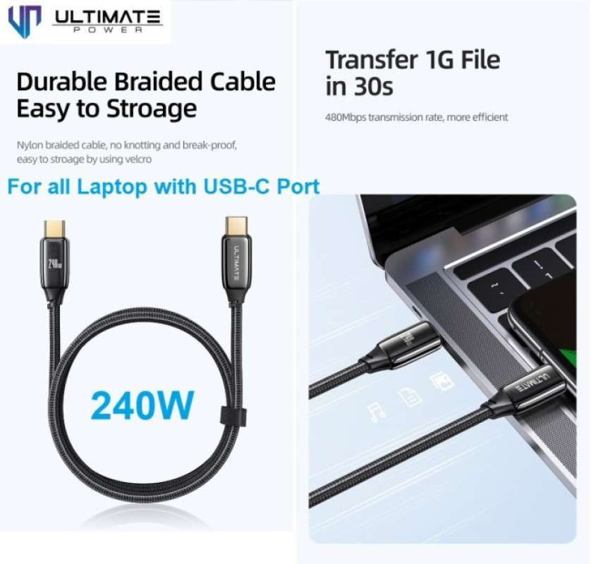 Promo Kabel Charger Laptop 240W Type-C to Type C USB-C Super Fast ...