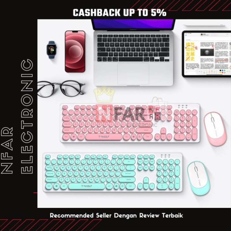 Promo Keyboard Mouse Wireless Fashion Pink Lucu T-wolf Keyboard Tuts ...