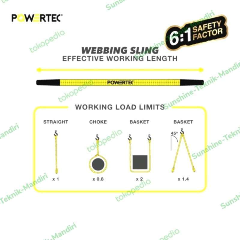 Promo Powertech Webbing Sling Cap. 3 Ton X 5 Meter Berkualitas Diskon 2 ...