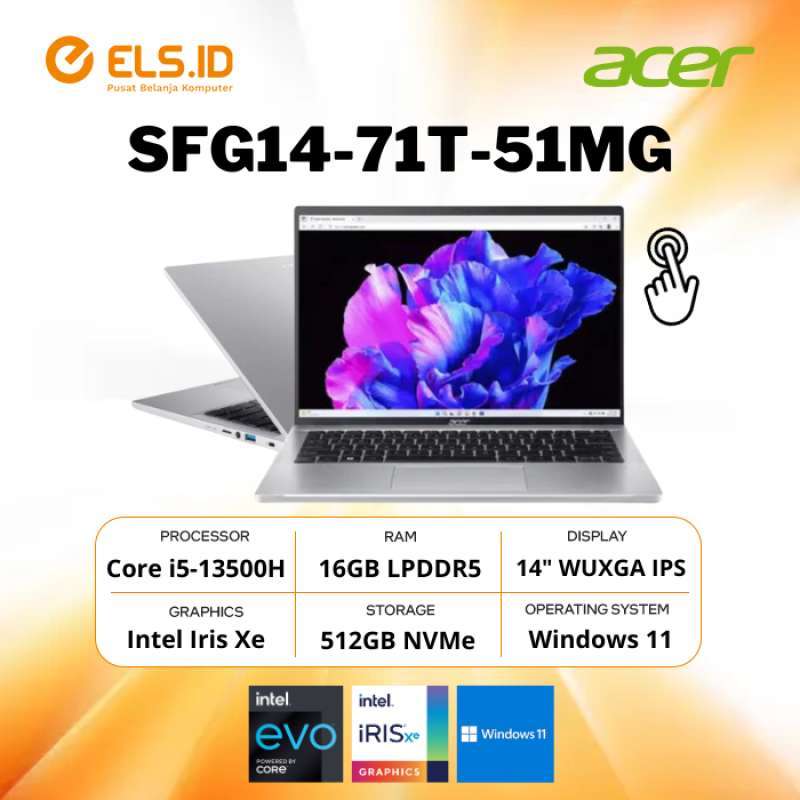 Promo Acer Swift Go Sfg14-71t Touch I5 13500h 16gb Ssd 512gb 14 Wuxga ...