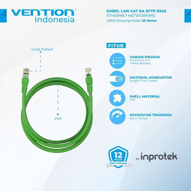 Jual Vention 40M Kabel LAN Gigabit Ethernet RJ45 Cat.6a SSTP S/FTP ...