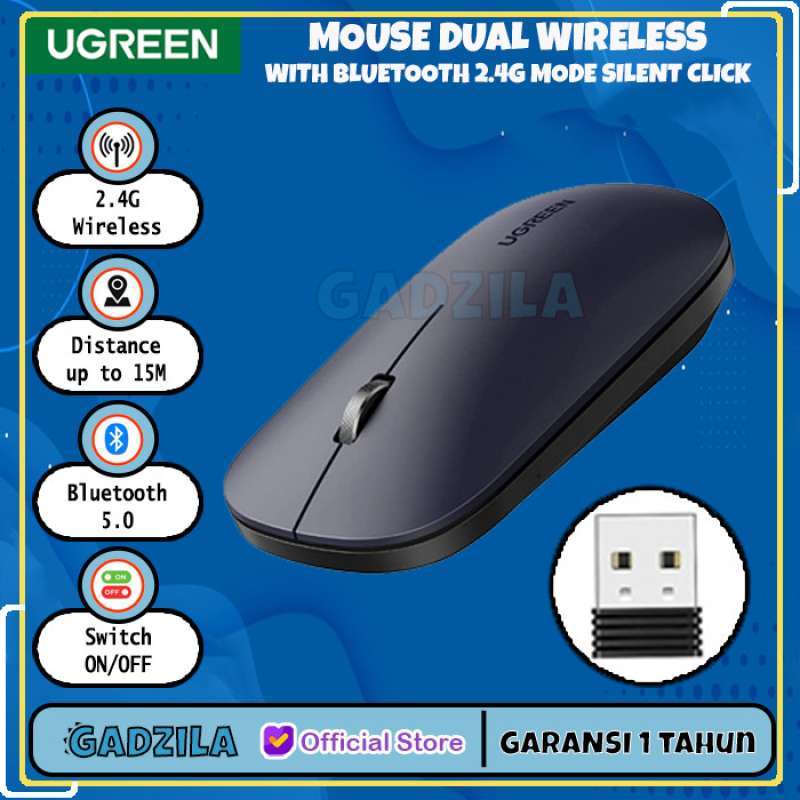 Promo Ugreen Mouse Dual Wireless Bluetooth 2.4g Mode Silent Click Mice ...