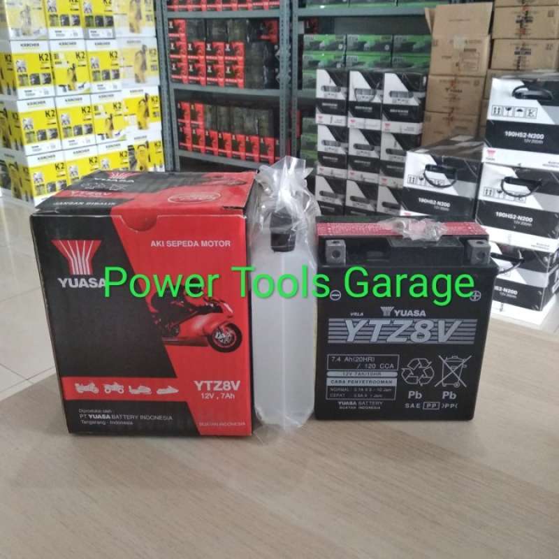 Jual AKI MOTOR VESPA LX 150 R25 CBR250 XMAX AKI KERING YUASA YTZ8V di Seller Terpercaya Shop ...