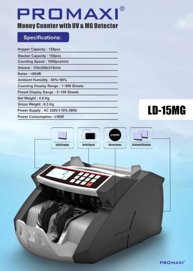 Promo Promaxi Ld-15 Mg Display Ext /Money Counter /Mesin Hitung Uang ...