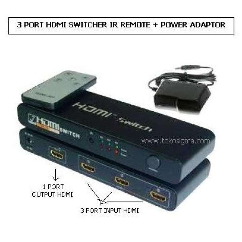 Promo Hdmi Switch 3 Input To 1 Output With Remote Ctrl Plus Power ...