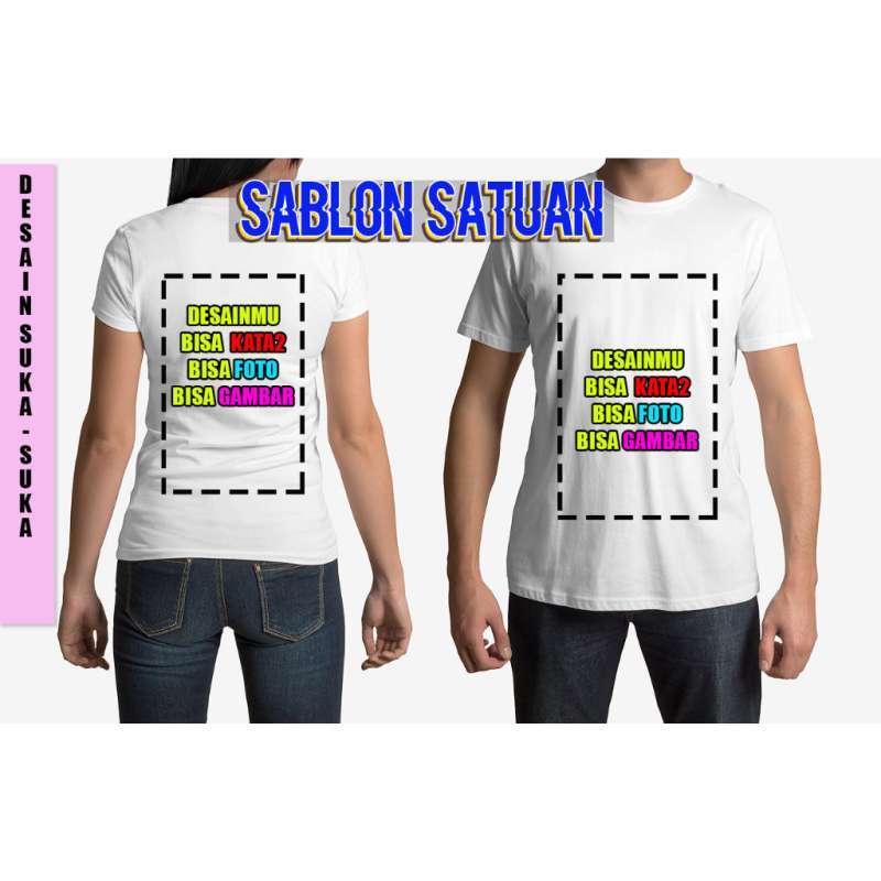 Jual Kaos Custom Satuan Sablon DTF Premium Lengan Pendek Desain suka suka bisa foto atau kata ...