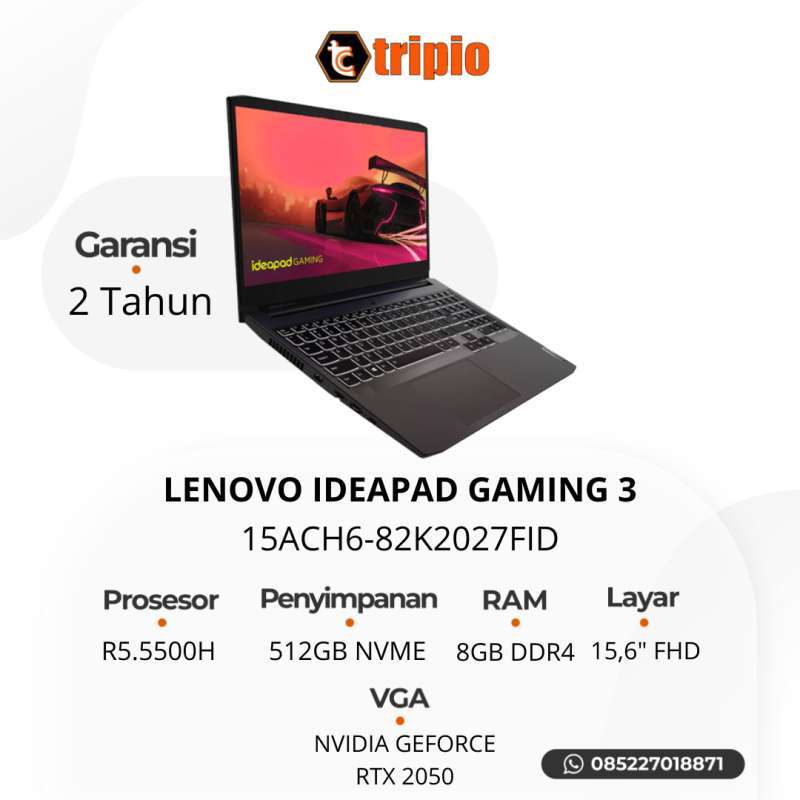 Jual LENOVO IDEAPAD GAMING 3 15ACH6-82K2027FID R5.5500H 8GB 512GB ...
