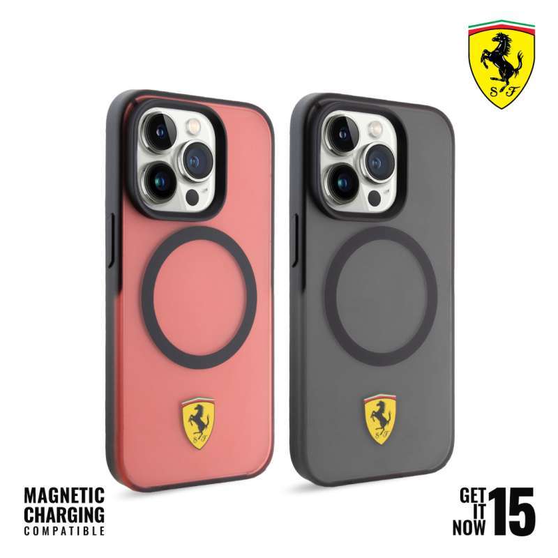 Jual Case iPhone 15 / Plus / Pro / Pro Max Ferrari MagSafe Frost Black ...