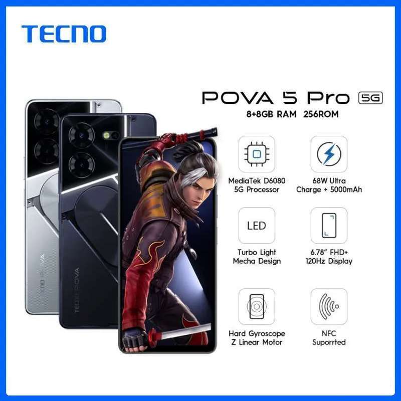 Jual TECNO POVA 5 Pro 5G – [8/256GB]Dimensity 6080 5G,68W Super Fast ...