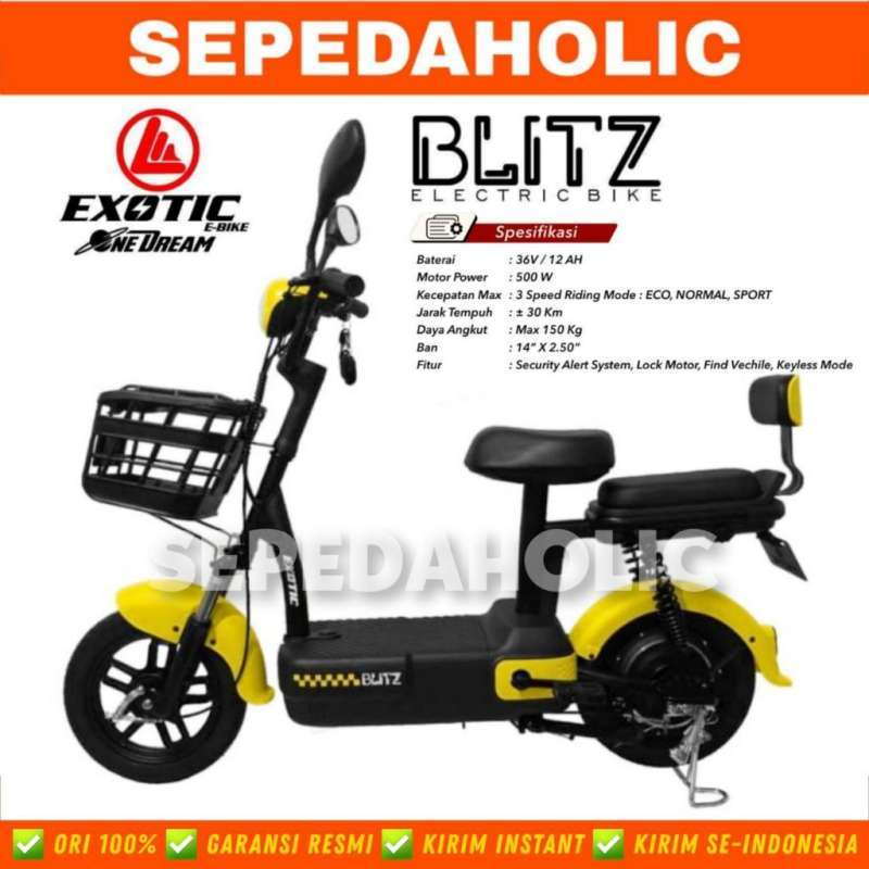 Promo Sepeda Listrik Exotic Blitz 500 Watt By Pacific Electric E Bike - Yellow Diskon 12% Di ...