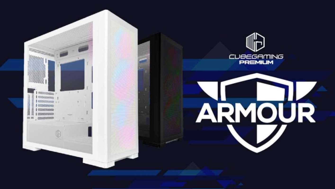 Promo CASING CUBE GAMING PREMIUM ARMOUR BLACK/WHITE ATX CASE FRONT MESH ...