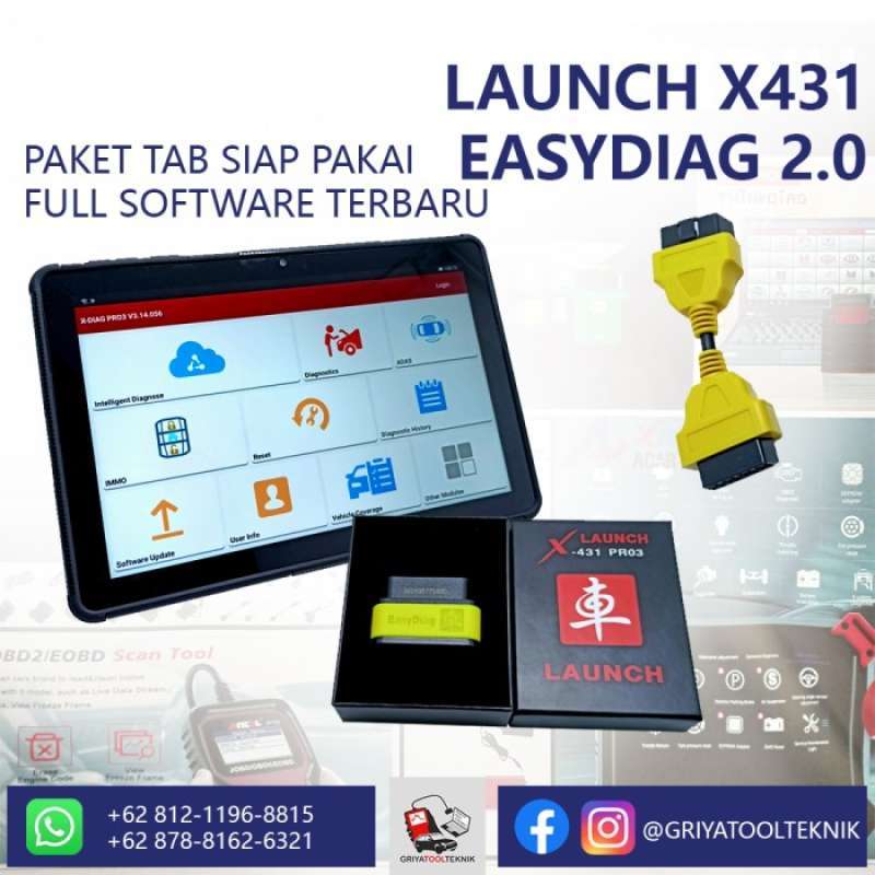 Promo Scanner Launch Easydiag 2.0 X431 PRO3 + Tablet Siap Pakai - 10 Inch Multicolor Diskon 17% ...