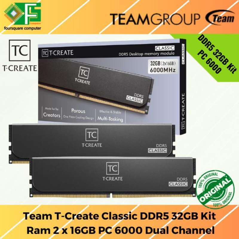 Promo Ram Ddr5 32gb Kit 2x16gb Pc 6000 Mhz Team T-create Classic Memory ...
