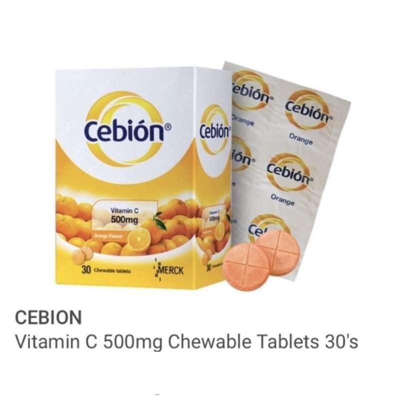 Jual Cebion Vitamin C 500 mg Orange Flavour Chewable Tablets 30's di ...