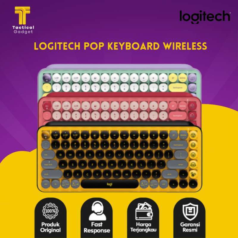 Promo Logitech POP Keyboard Wireless Mechanical Compact Emoji Keys ...