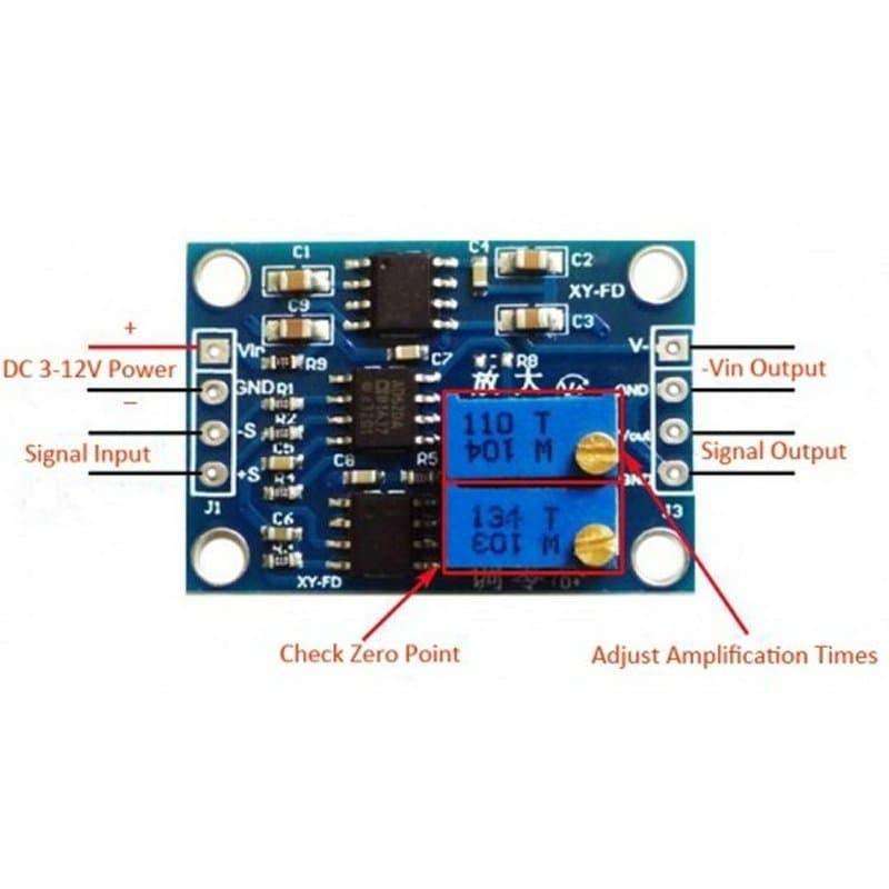 Jual High Precision Modul Signal Amplifier Voltage Microvolt Mv Ad620 ...