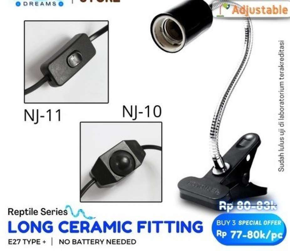 Promo Fiting Ceramic Jepit Nomoy Dgn Besi Lentur 360 Derajat + Dimmer ...