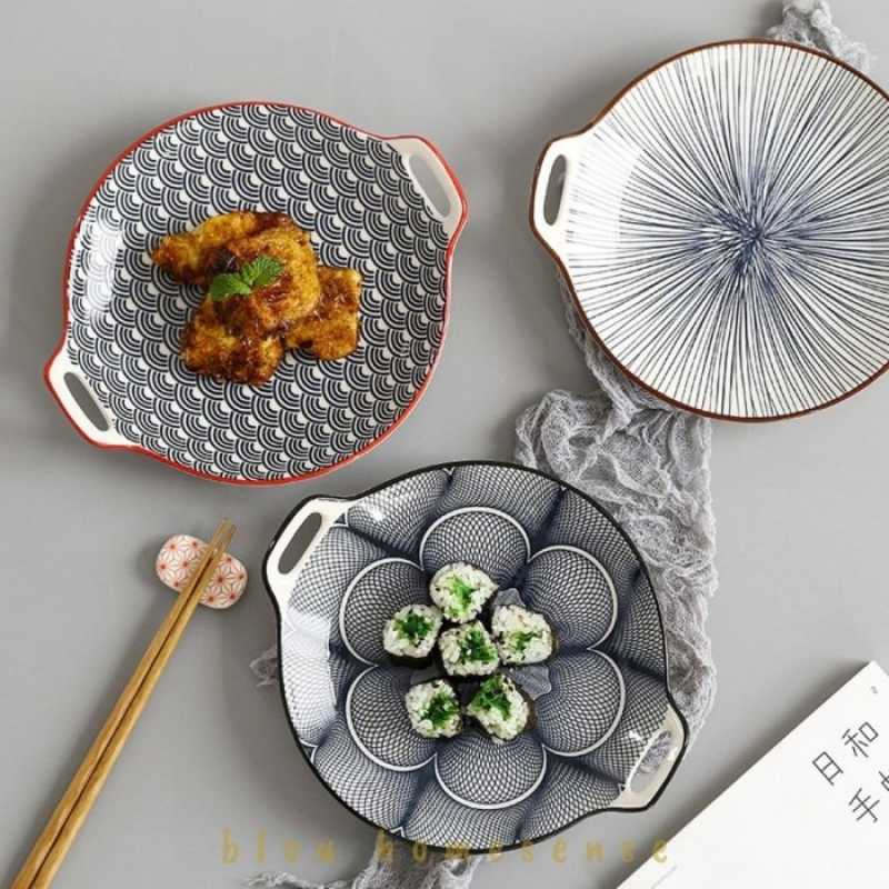 Promo Piring Keramik Bulat Gagang Telinga Ukuran 9 Inch Design Jepang ...