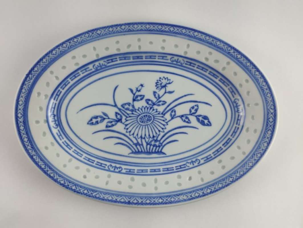Promo Vintage Oval Plate Blue Porcelain (M) / Piring Oval Biru Jadul ...