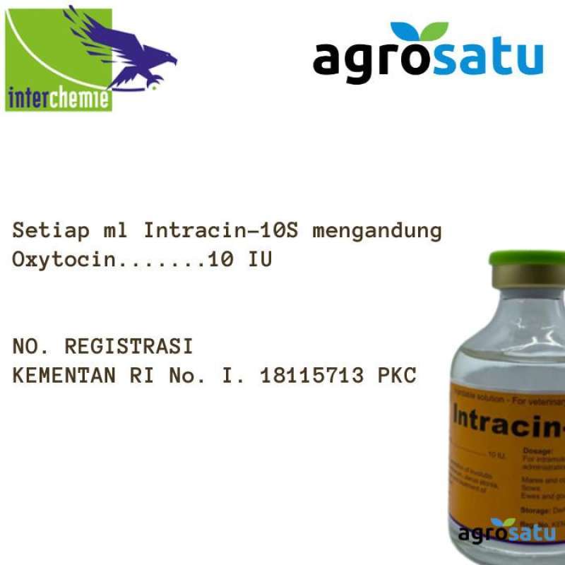 Jual Intracin 10s 50 Ml Hormon Penambah Kontraksi Uterus Air Susu Hewan ...