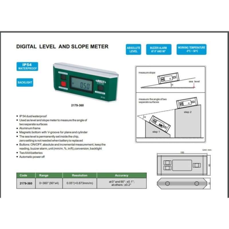 Promo Busur Derajat Digital Level And Protractor 0 360Â° Insize 2179