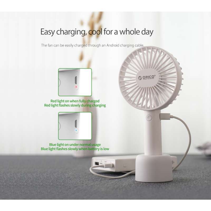 Jual Portable Usb Fan Orico White Fh1 - Handhold Rechargeable Fan Di ...