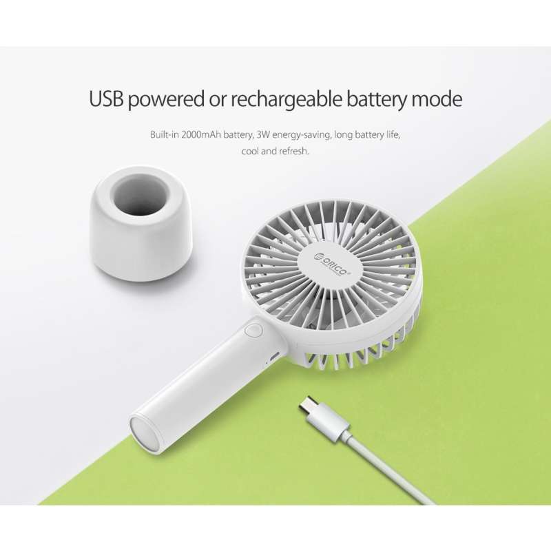 Jual Portable Usb Fan Orico White Fh1 - Handhold Rechargeable Fan Di ...
