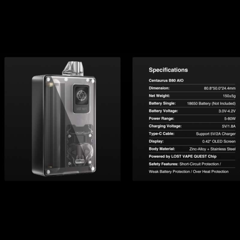 Jual Centaurus B80 Aio Pod Kit 80w 18650 Authentic By Lost Vape Di ...