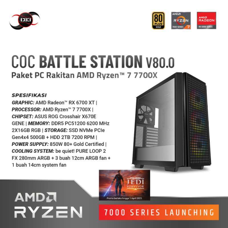 Promo Coc Battle Station V80.0 - Paket Pc Rakitan Amd Ryzen 7 7700x ...