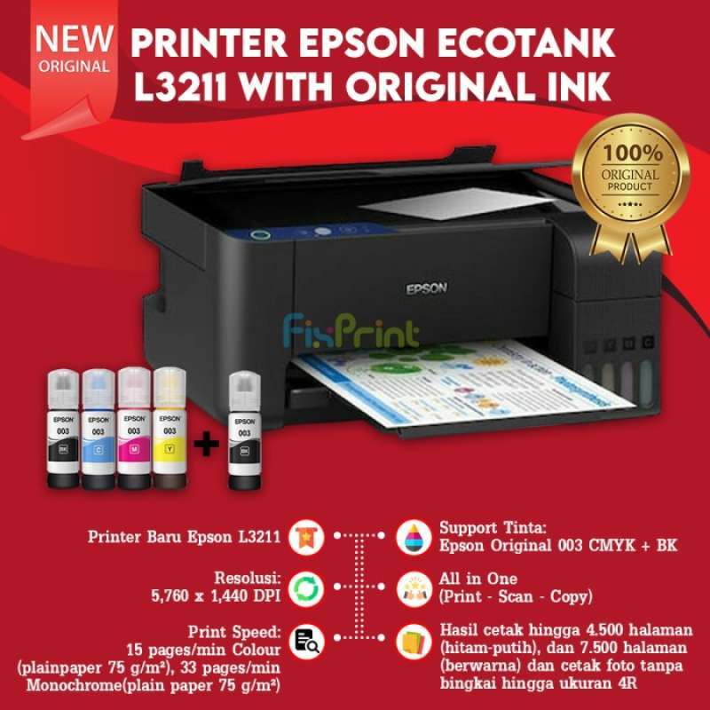 Promo Printer Epson L3210 L3211 L3216 Print Scan Copy All In One Ecotank Diskon 23% Di Seller ...
