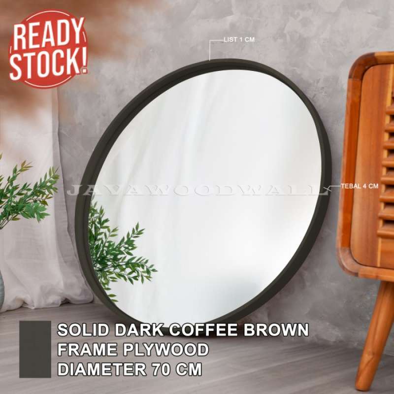 Promo Cermin Bulat Frame Plywood Diameter 70 Cm Warna Dark Brown Diskon ...