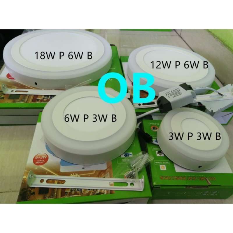 Promo PANEL LED 2WARNA BULAT/SEGI INBOW/OUTBOW WARNA PUTIH BIRU LENGKAP ...