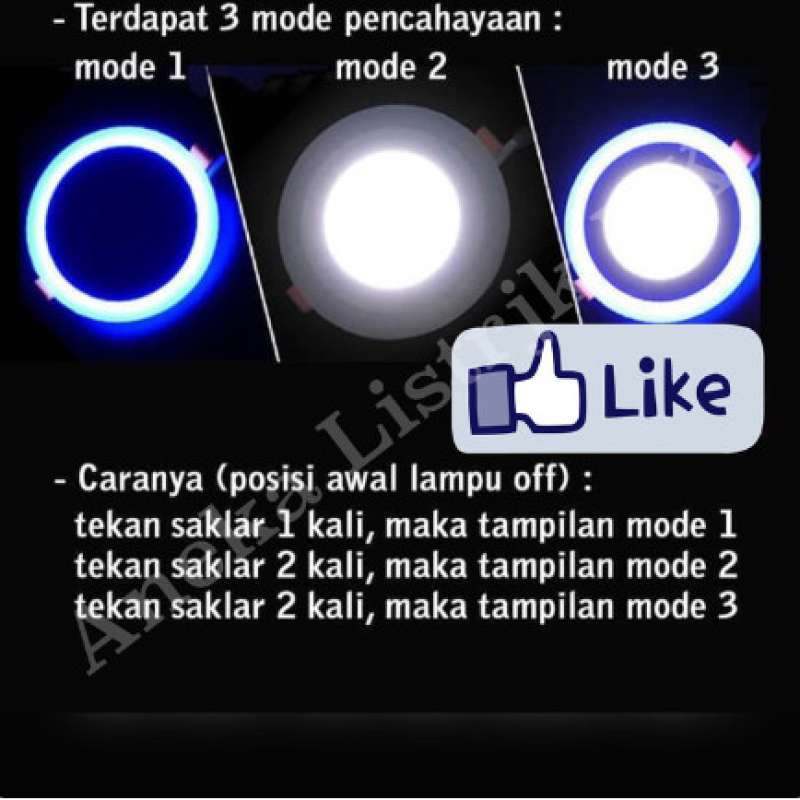 Promo Panel Led 2warna Bulat/segi Inbow/outbow Warna Putih Biru Lengkap ...