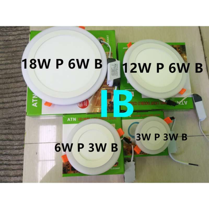 Promo Panel Led 2warna Bulat/segi Inbow/outbow Warna Putih Biru Lengkap ...
